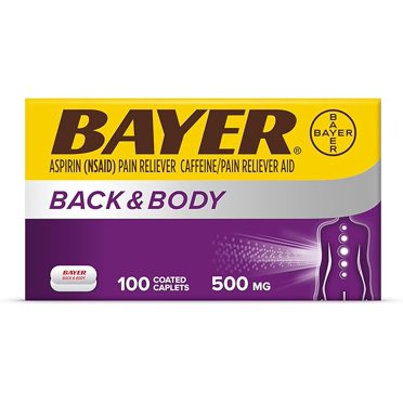 Bayer Aspirin Back & Body, Dual Action, 500mg Coated Tablets, Fast ...