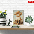 8x12 Inch Metal Wall Art, Cute Kitten in Straw Hat Rustic Farm Decor ...