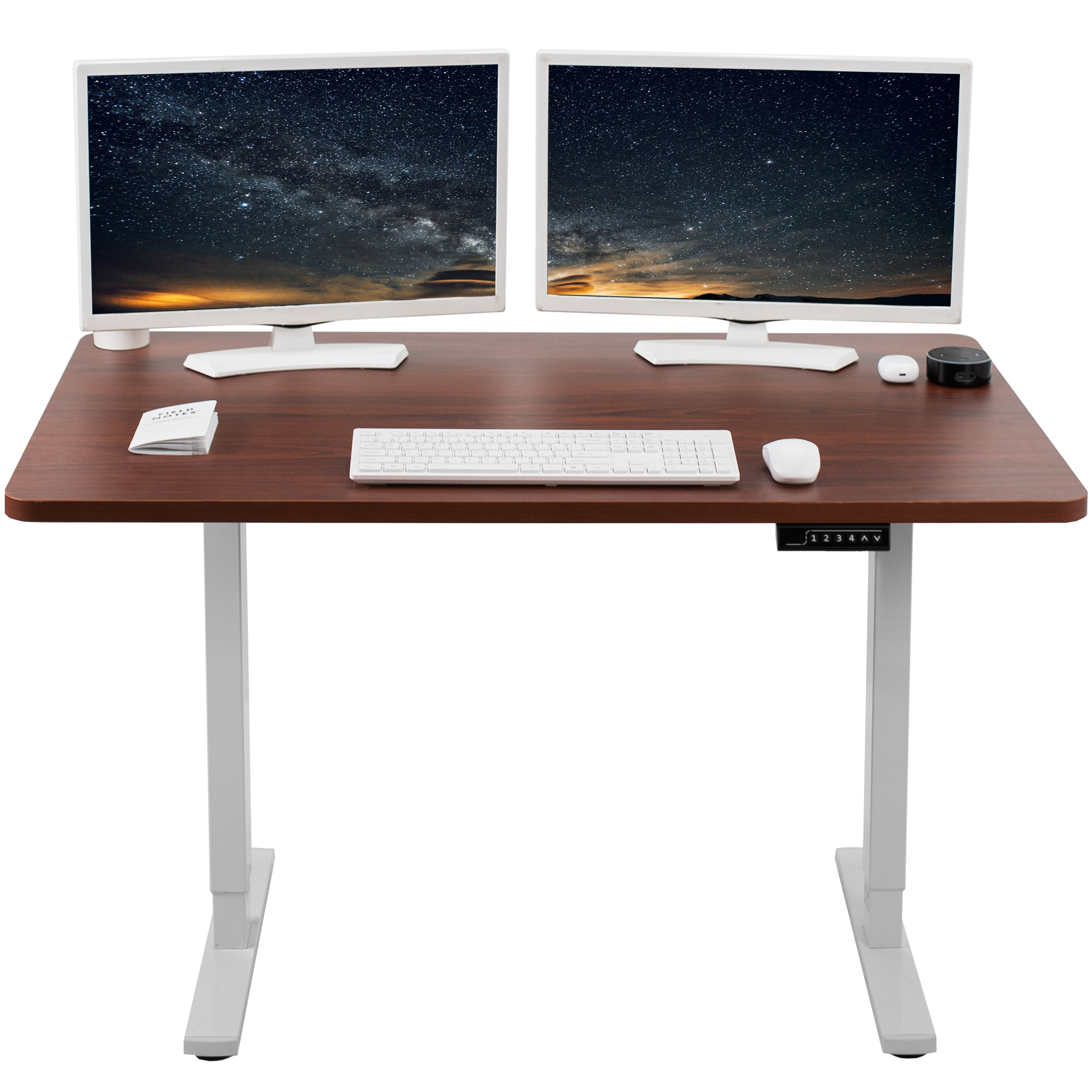 VIVO Electric 48" x 30" Stand Up Desk, Dark Walnut Table Top, White ...