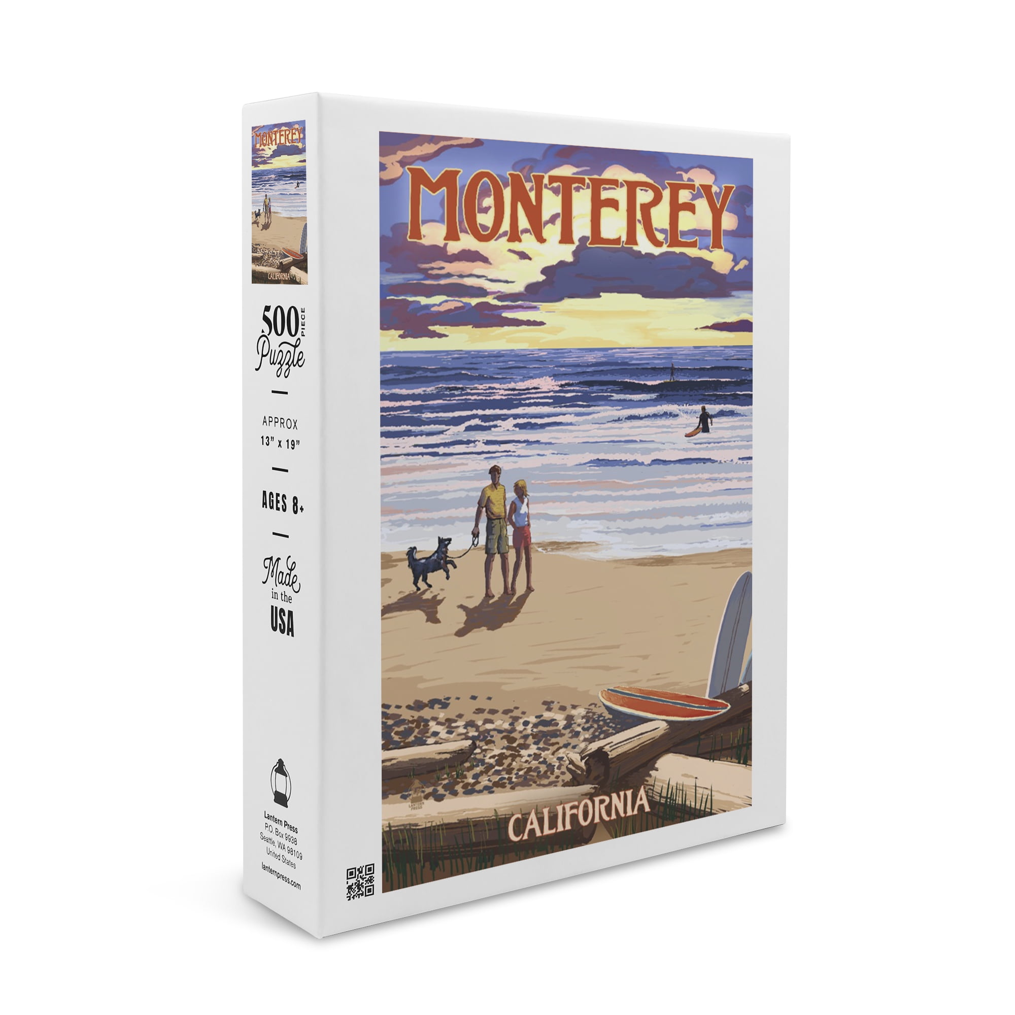 Monterey, California, Beach Scene and Surfers (19x27 inches, Premium ...