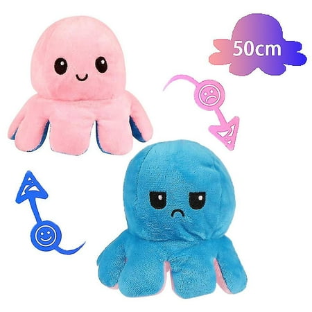 50cm Giant Reversible Octopus Stuffed Animal Reversible Happy Sad ...