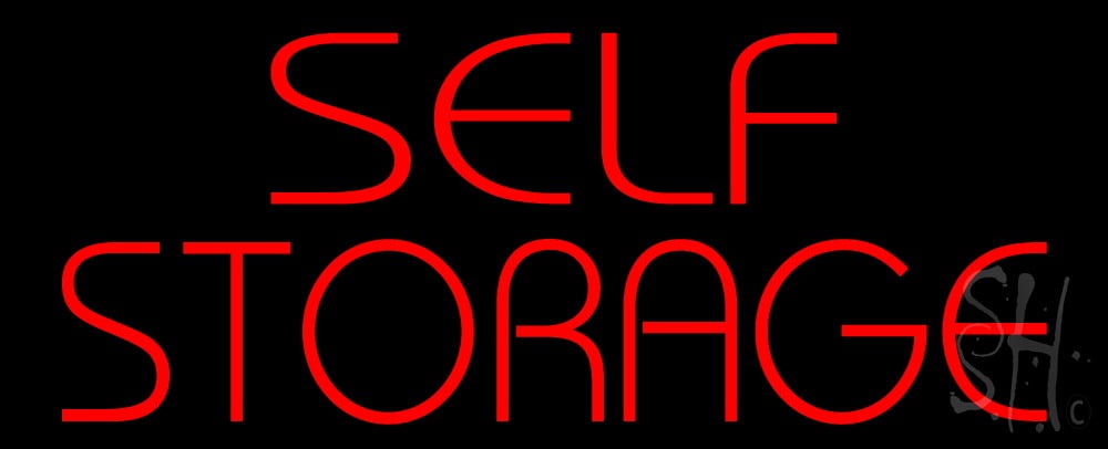 Red Self Storage LED Neon Sign 10 x 24 - inches, Black Square Cut ...