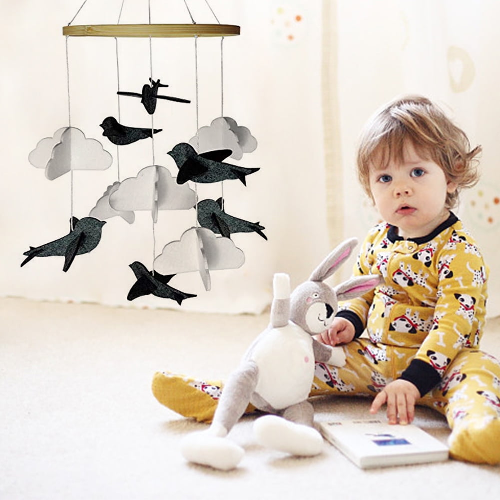 Felt Pendant Baby Crib Mobile Birds Clouds Felt Baby Ceiling Hanging ...