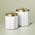 Large Milk Glass Bath Canister with Metal Lid Brass Finish: Farmhouse ...