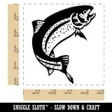 Jumping Rainbow Trout Fish Square Rubber Stamp Stamping Scrapbooking ...