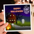 3drose, Image of Haunted House with Full Moon Ghost and Gravestone, 12 ...