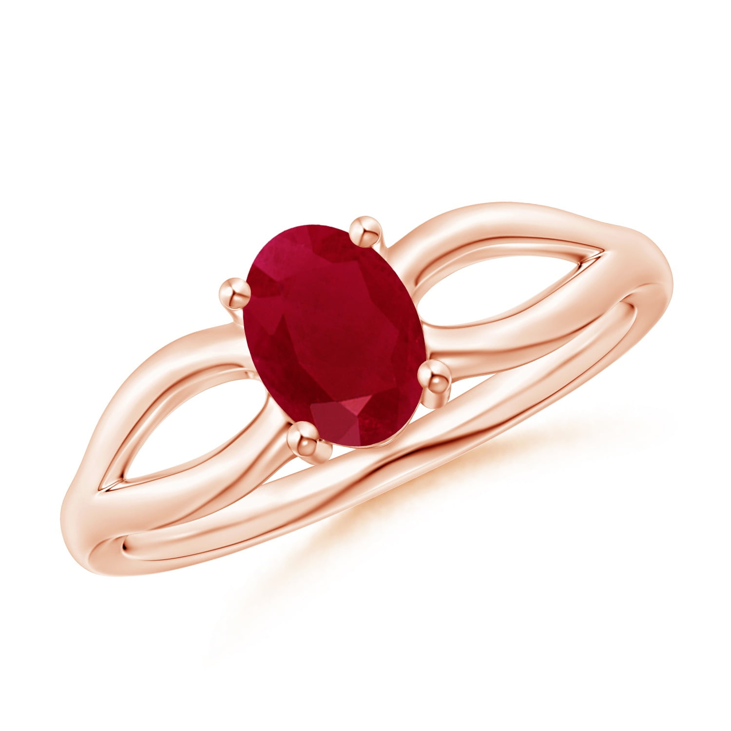 Angara - July Birthstone Ring - Prong-Set Solitaire Ruby Split Shank ...