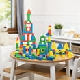 Melissa & Doug Wooden Building Block Set - 200 Blocks in 4 Colors and 9 ...