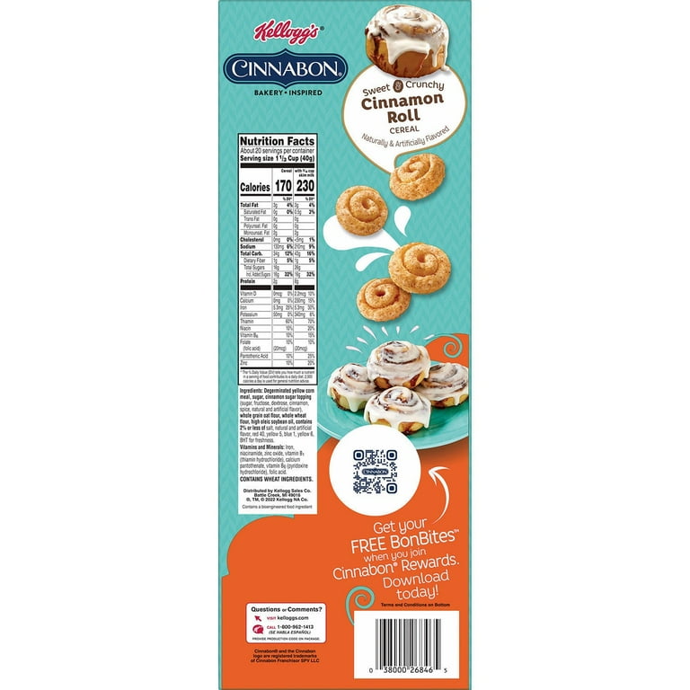 Kelloggs Cinnabon Cinnamon Roll Breakfast Cereal Ounce