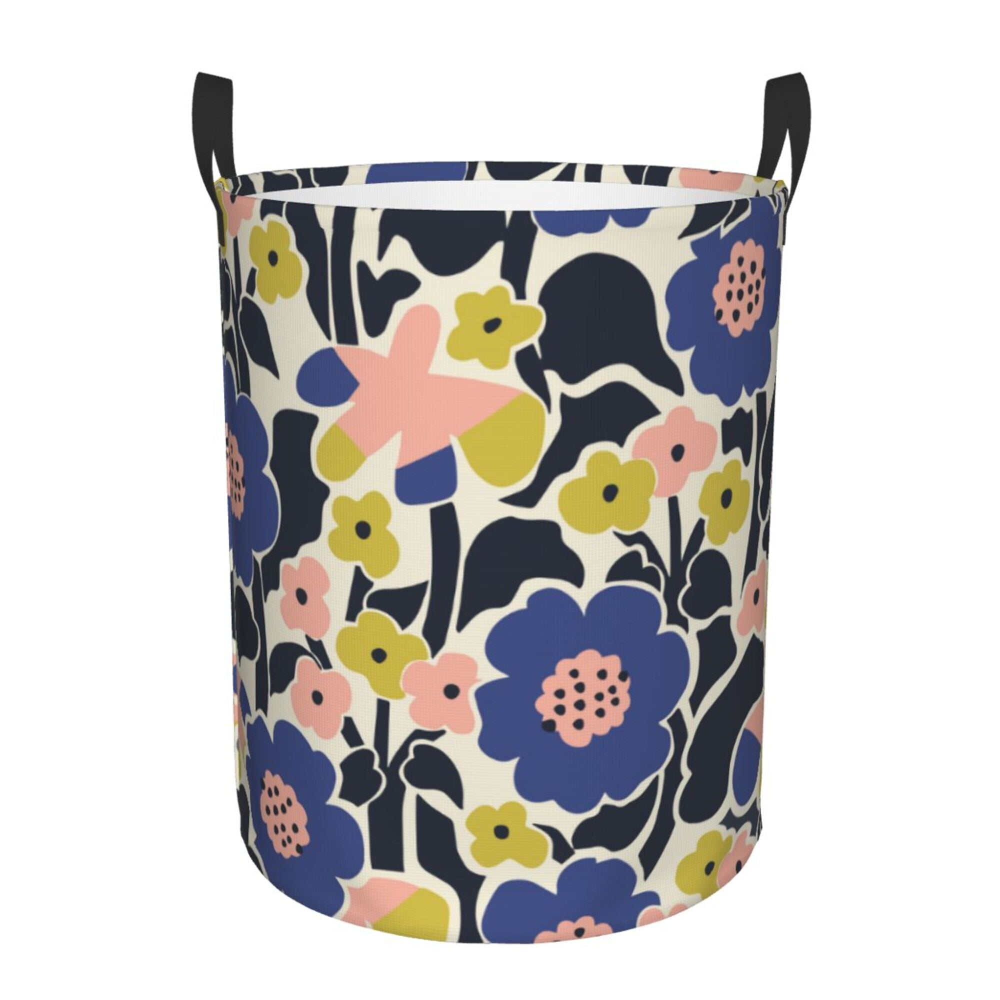 TEQUAN Waterproof Laundry Hampers, Vintage Flowers Blue Floral Pattern ...