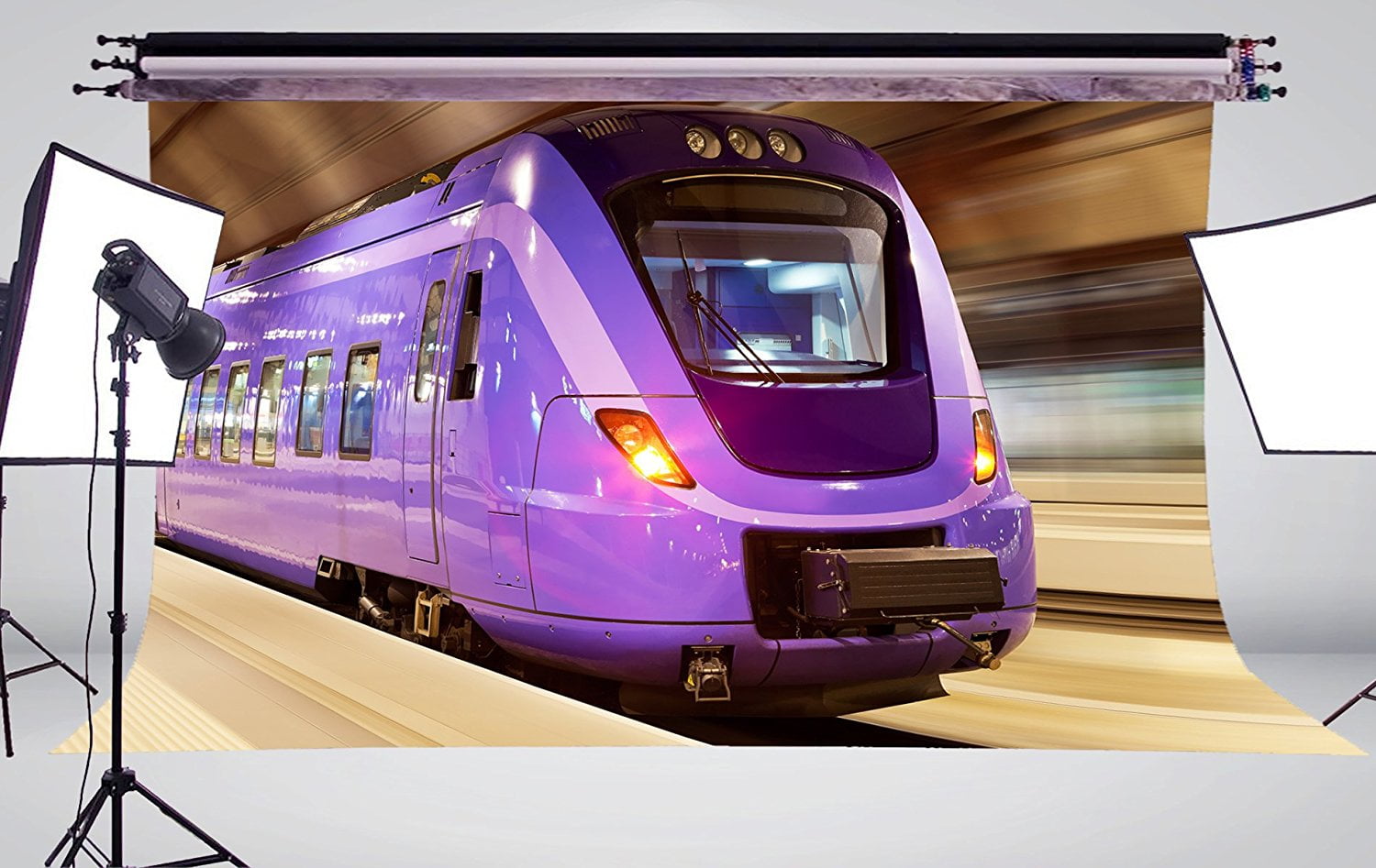 MOHome 7x5ft a Purple Express Train Photo Background Photography ...