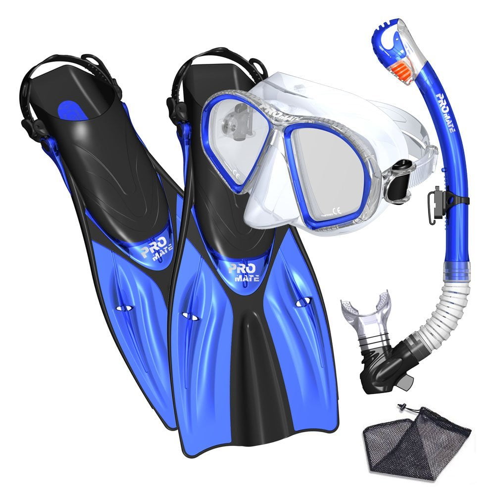 Promate Spectrum Snorkeling Fins Mask Snorkel Set, Blue, SM - Walmart.com