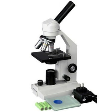 AmScope M158C-2L-PS25 Cordless Compound Monocular Microscope, WF10x and ...