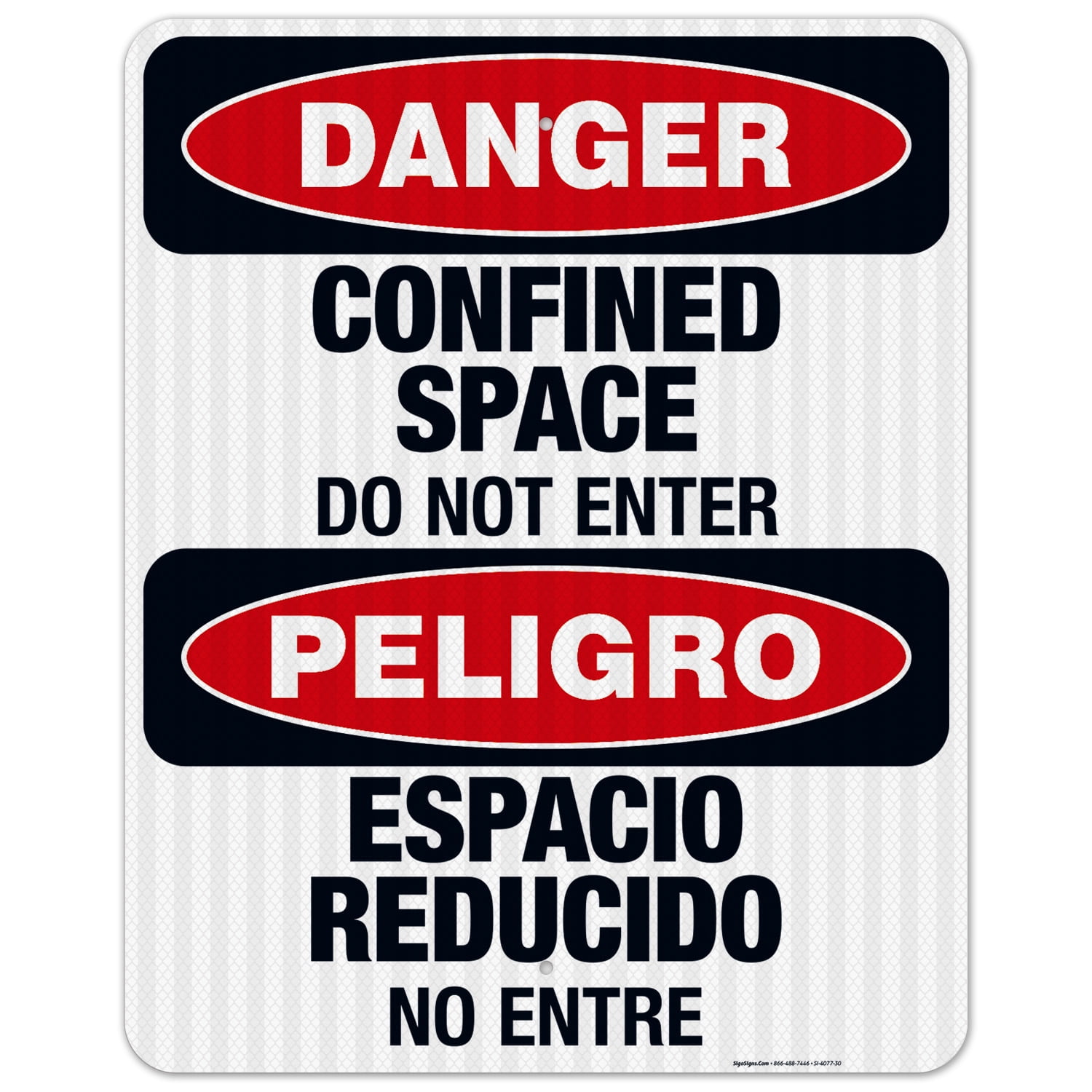 Confined Space Do Not Enter Bilingual Sign, OSHA Danger Sign, - Walmart.com