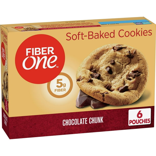 Fiber One Soft-Baked Cookies, Chocolate Chunk, 6.6 oz , 6 ct - Walmart.com