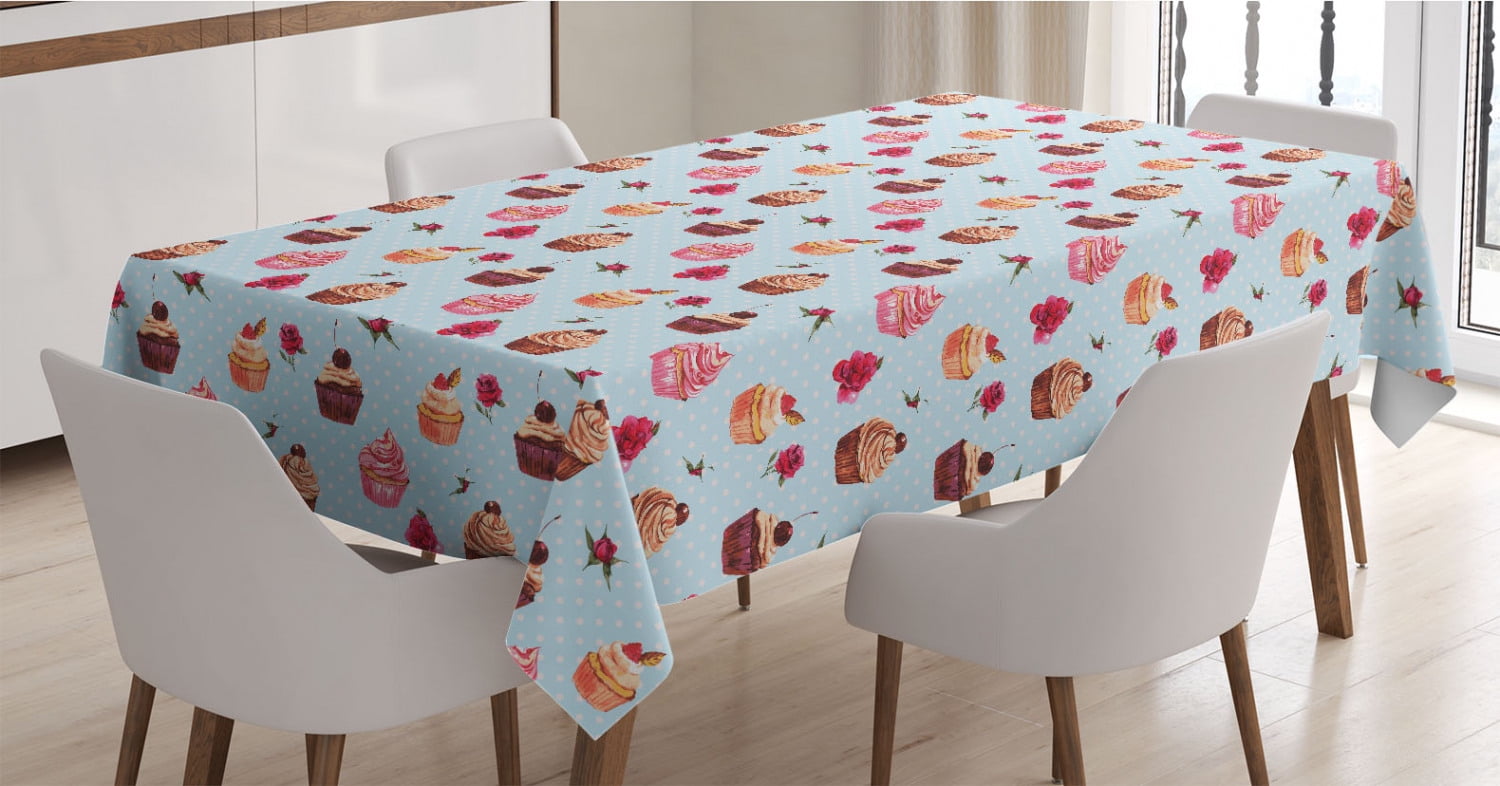 Cupcake Tablecloth, Valentines Lovers Muffins with Romantic Roses ...