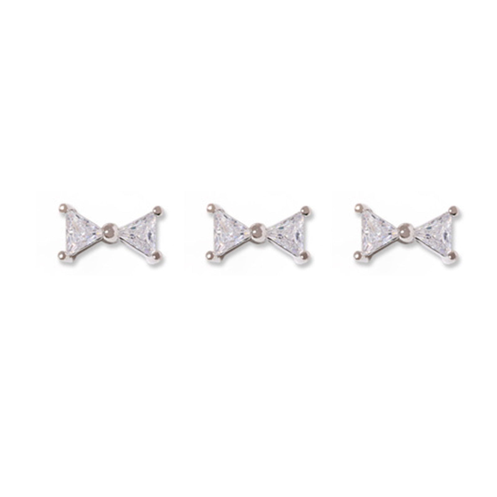 3Pcs Shiny Nail Art Charms Multipurpose Cubic Zirconia Bow Tie Design ...