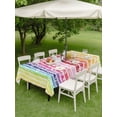 Abstract Flowers Rectangle Outdoor Tablecloth with Umbrella Hole White ...