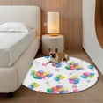 Colored Balloons 8' Round Rug for Open Concept Living Room Seating Zone ...