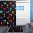 Bath Curtain & 60x72in Non-Slip Bath Mat Set 12-Grommet Shower Curtain ...