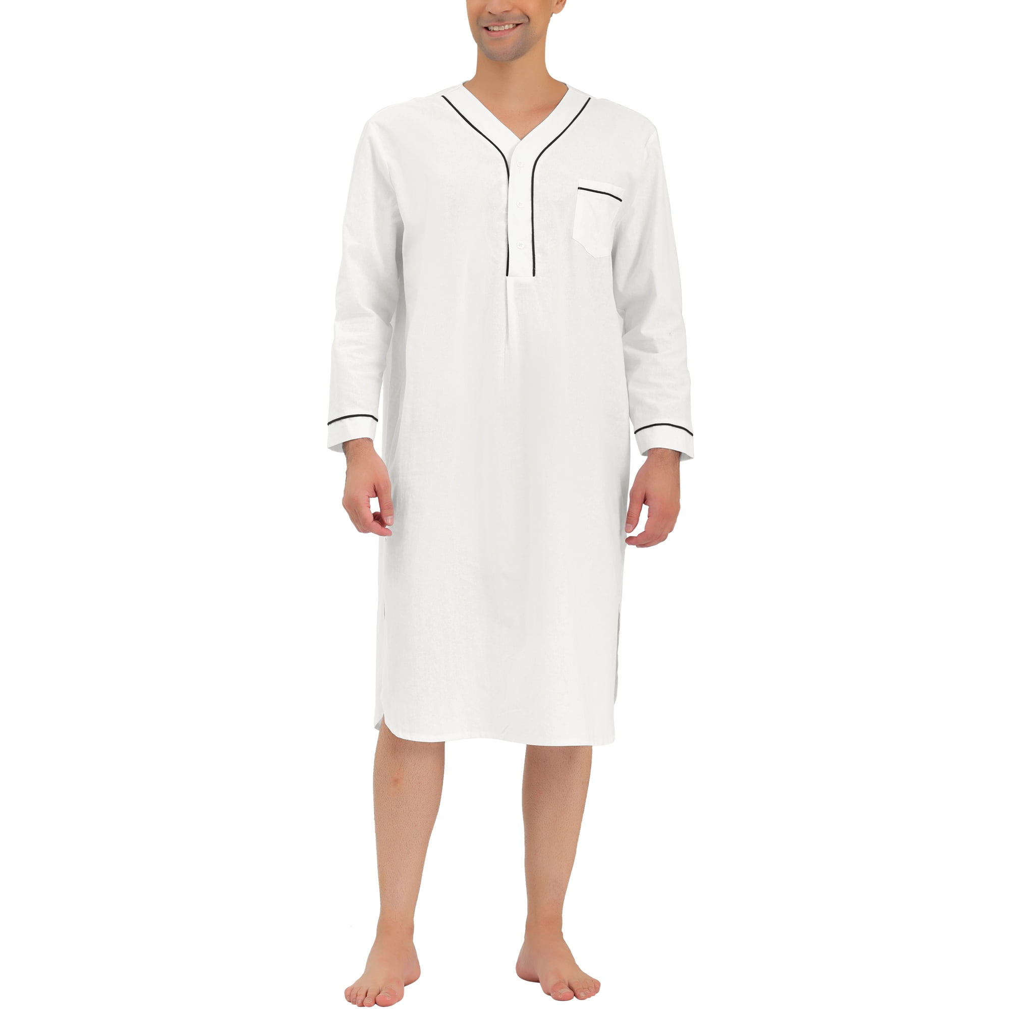 Click here for Inspire Chic Mens Sleepshirts Henley Collar Solid... prices