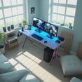 JJS Game Table 63",Carbon Fiber Surface Computer Desk, Mouse Pad, USB ...