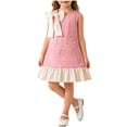 Antinious Girls Solid Sleeveless Round Neck Pearl Ruffle Bow Camis ...