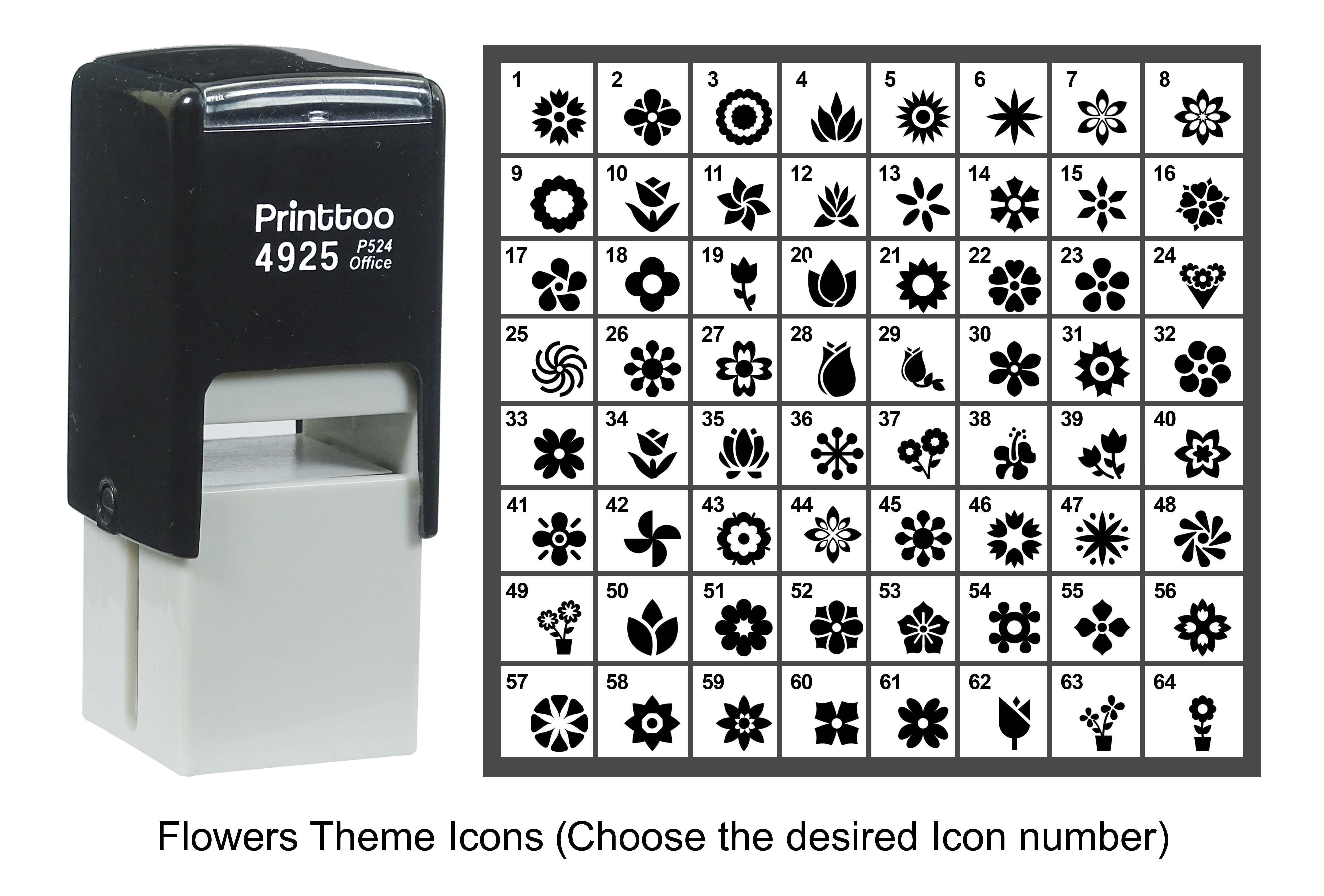 Printtoo Personalized Flowers Theme Icons Rubber Stamp Self Inking ...