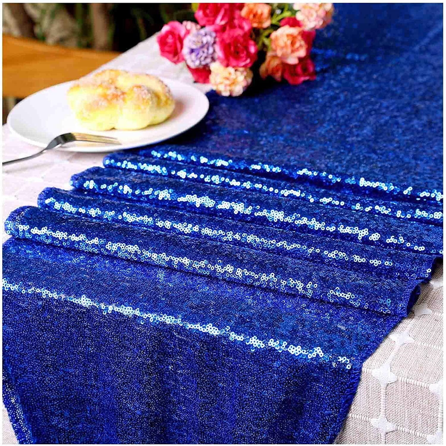 Zukuco Sparkly Table Runner Sequin Fabric Table Runner Rectangle 12x108 ...