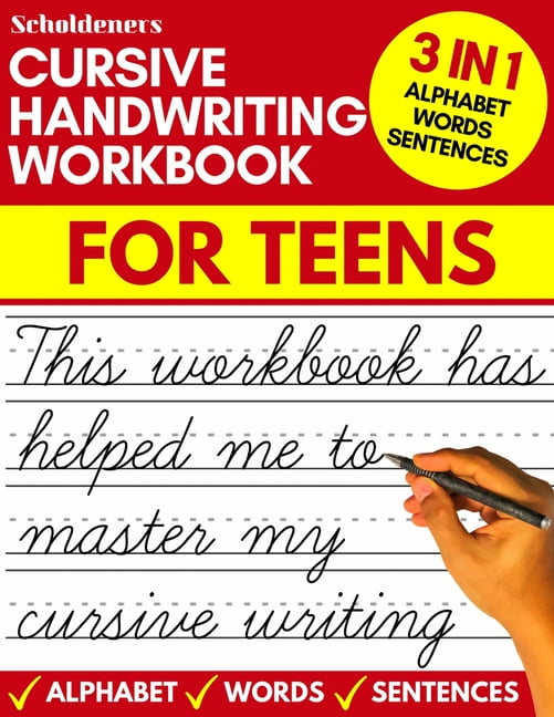 Cursive Handwriting Workbook For Teens Paperback Walmart 