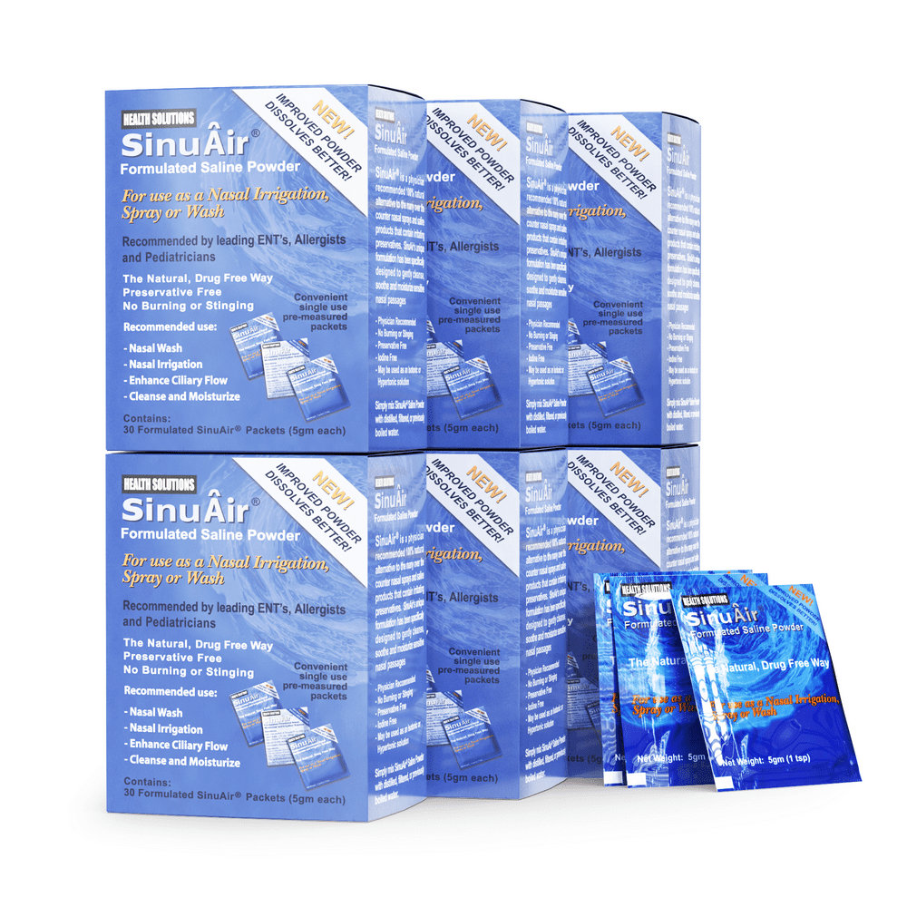 SinuAir Powdered Saline 180 Convenient Packets (6 Boxes) - Walmart.com ...