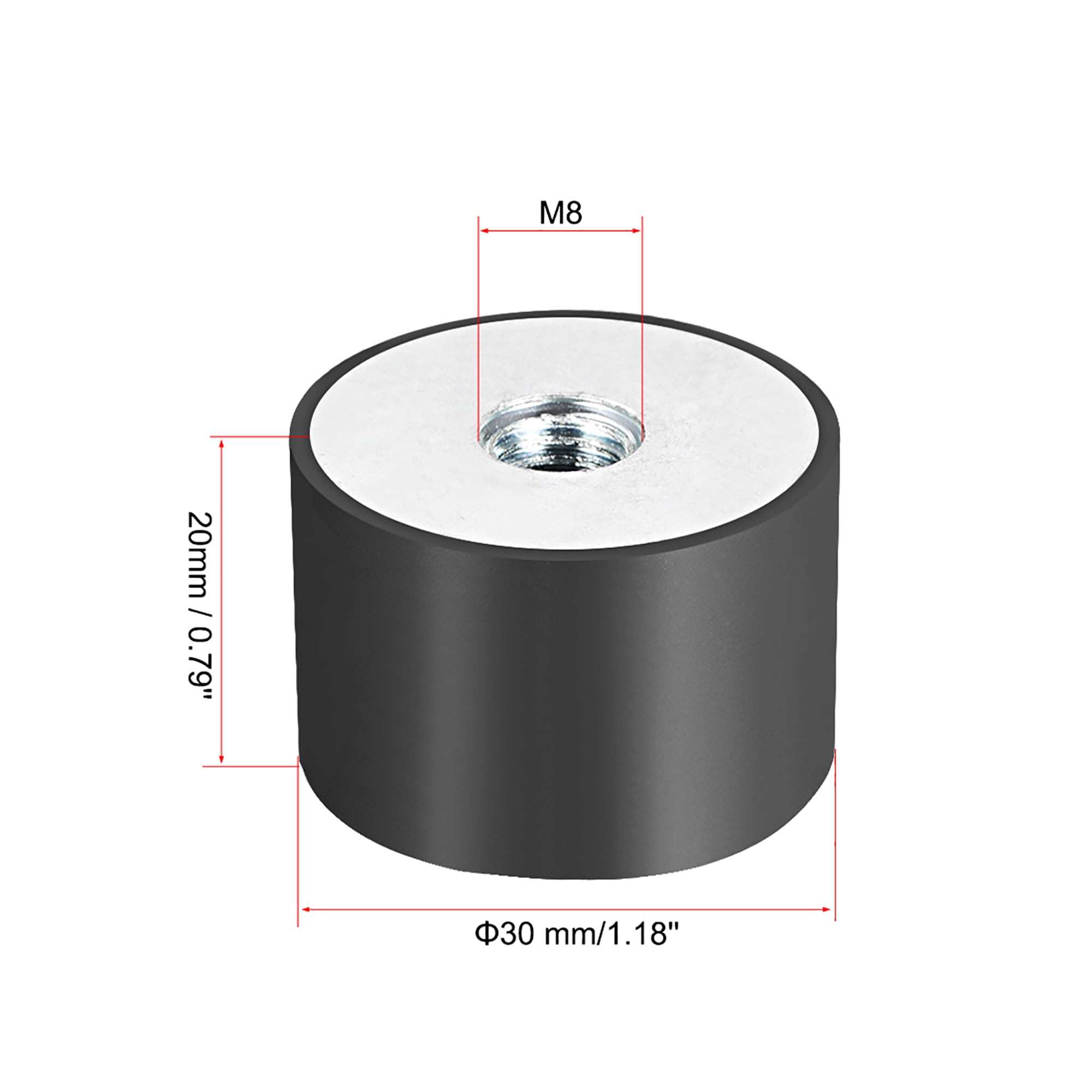 30 x 20mm Black Rubber M8 Female Thread Mounts Isolator Replaces Anti ...