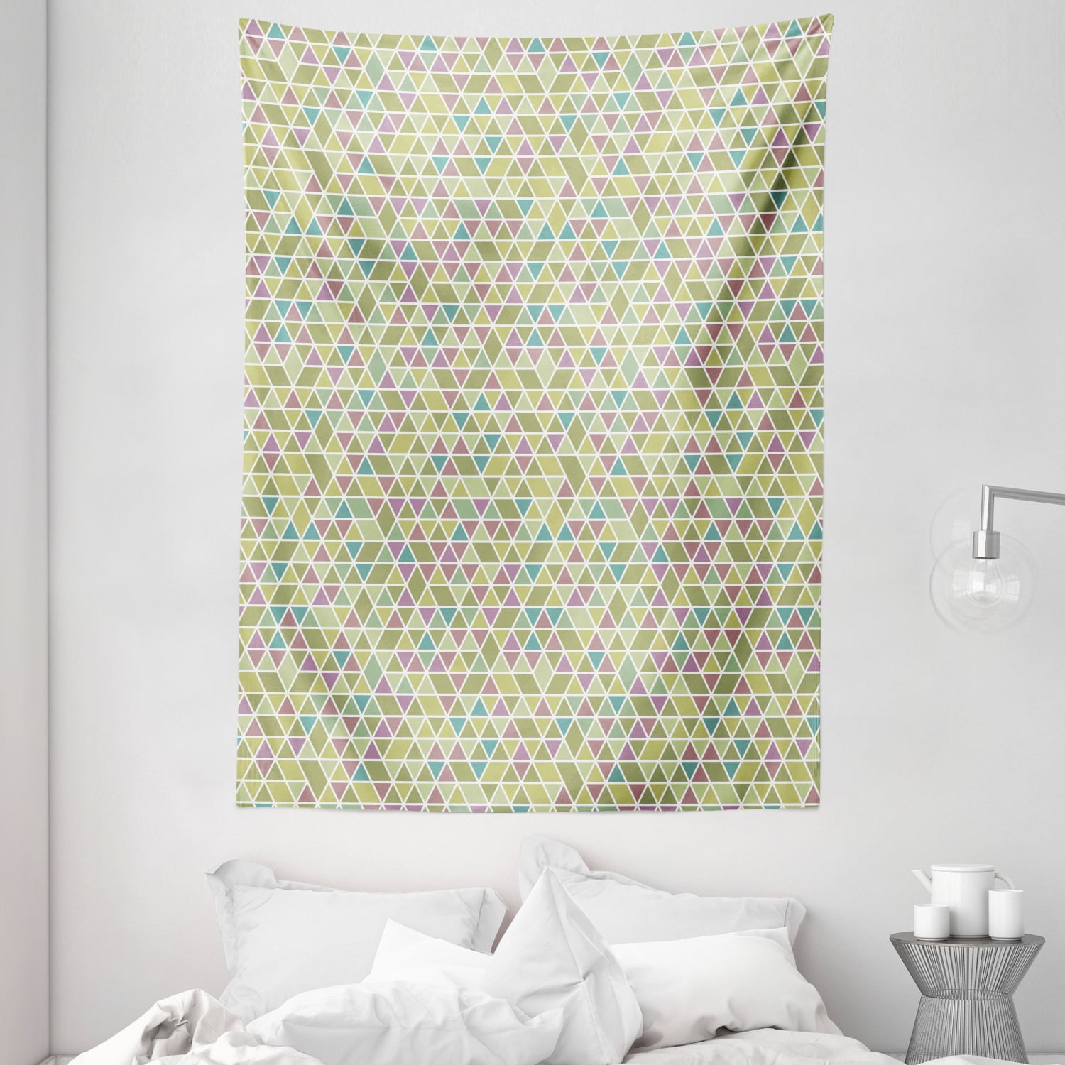 Geometric Tapestry, Colorful Triangles Separated with White Diagonal ...
