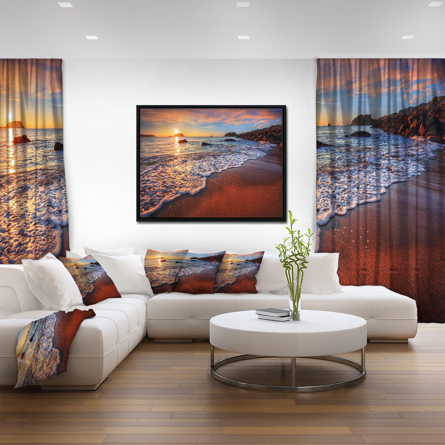 Click here for Designart Stunning Ocean Beach At Sunset Float Fra... prices