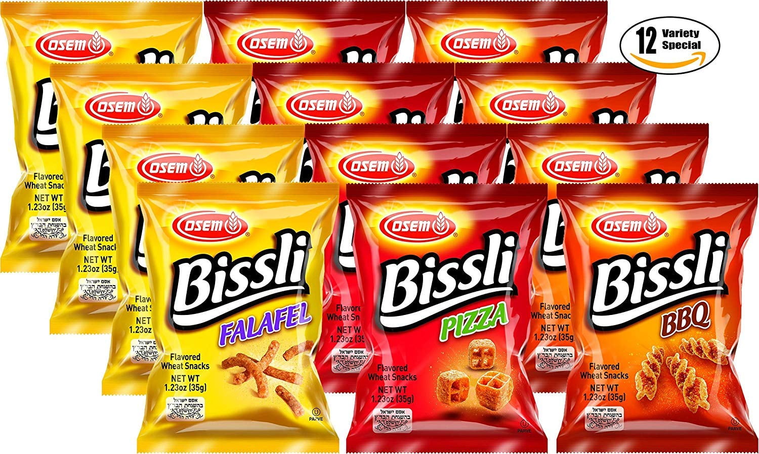 Osem Bissli Variety Pack Special! Falafel, Pizza, BBQ, 1.23 Ounce (4 x ...
