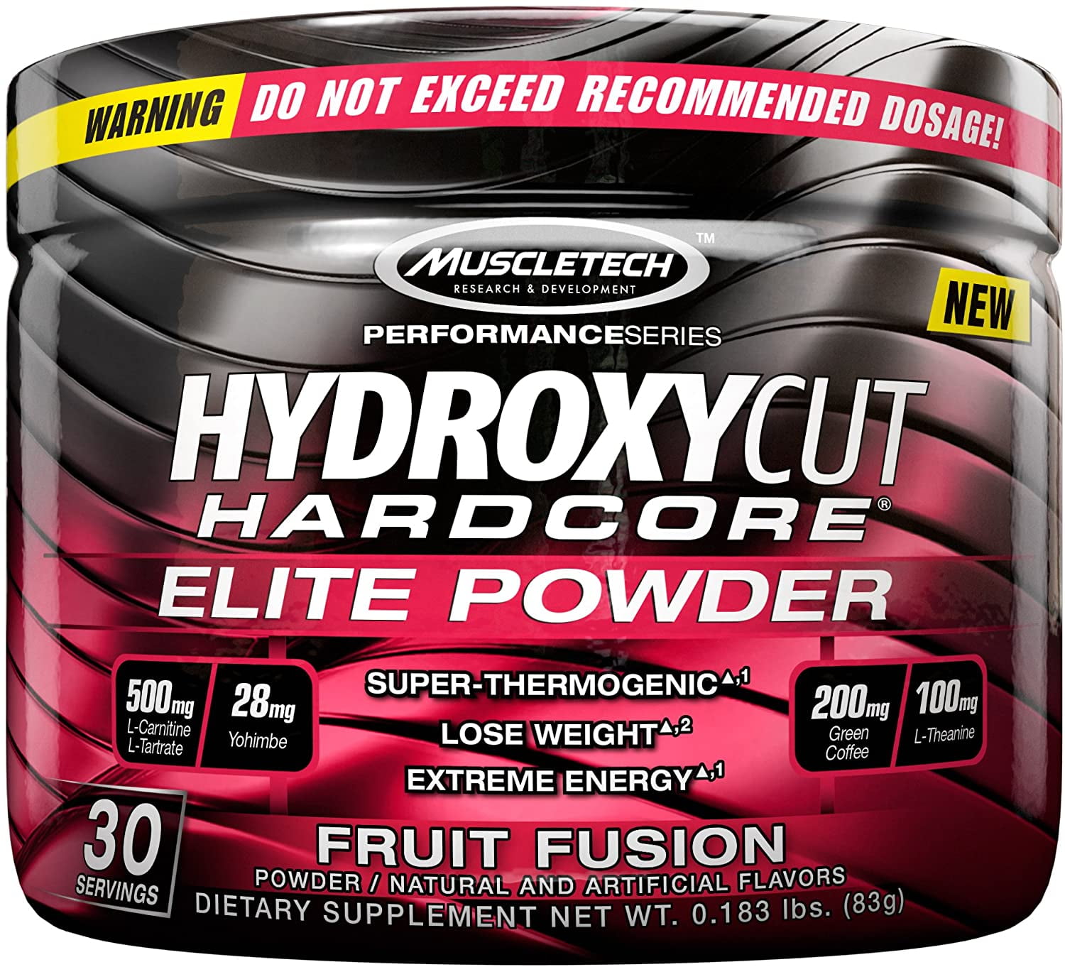 HYDROXYCUT HARDCORE ELITE POWDER FRUIT FUSION 30 SERVICIOS MUSCLETECH ...
