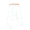 Mainstays 28"H Backless Stool White Metal Base with Natural Wood Seat ...