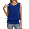 Sokhug Sleeveless for Women Bubble Hem Blouse Round Neck Textured ...