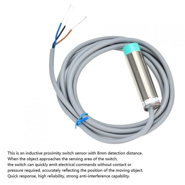 Interruptor de proximidad inductivo NPN, interruptor de proximidad inductivo cilíndrico de 8 mm ...