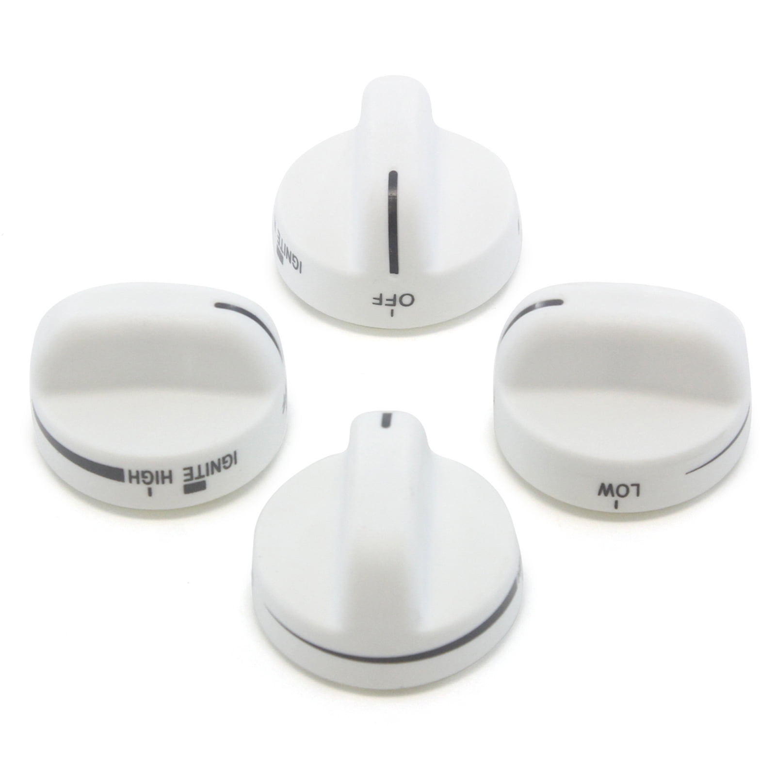 Set of 4 Range Top Surface Burner Knobs White Replaces 8273104 ...