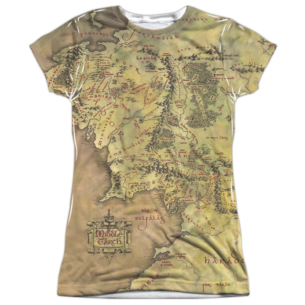 The Lord of the Rings Middle Earth Map Juniors Sublimation Shirt ...