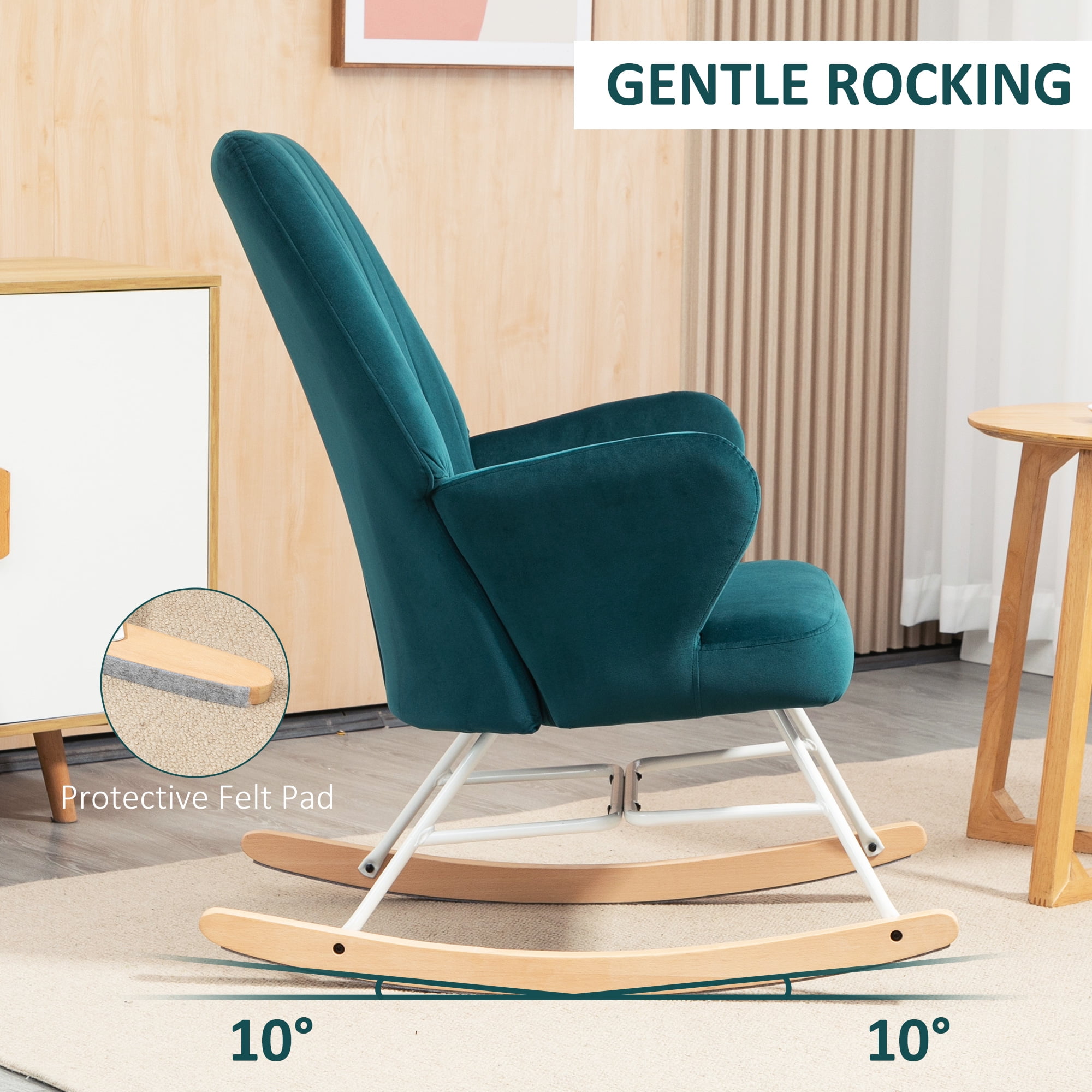 HOMCOM Accent Rocking Chairs, Upholstered Nursery Glider