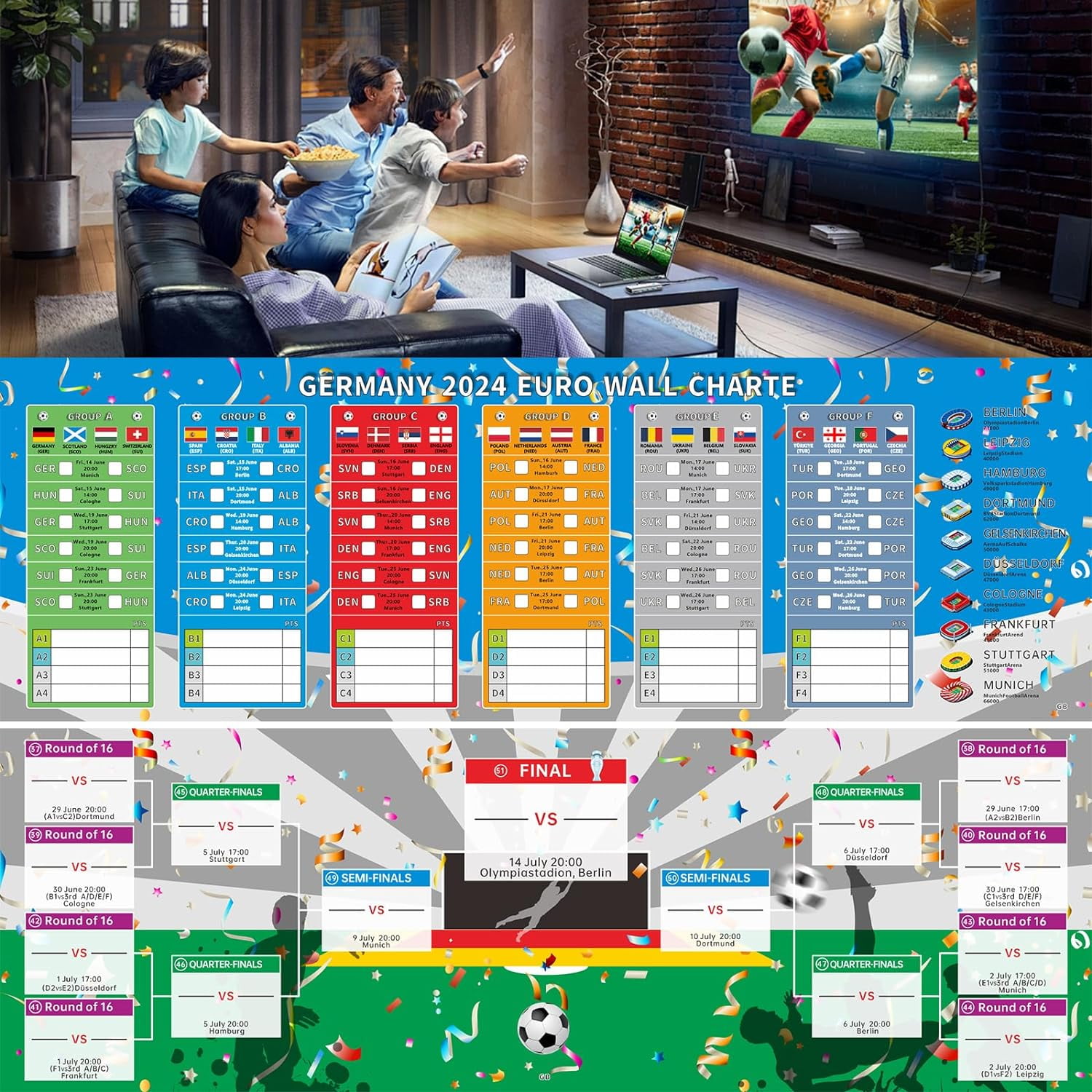 Gráfico mural de la Eurocopa 2024 Fútbol, Decoraciones de la Eurocopa ...