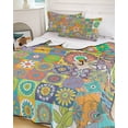 Abstract Colorful Floral 3 Pieces Quilt Set, 1 Quilt with 2 Shams ...