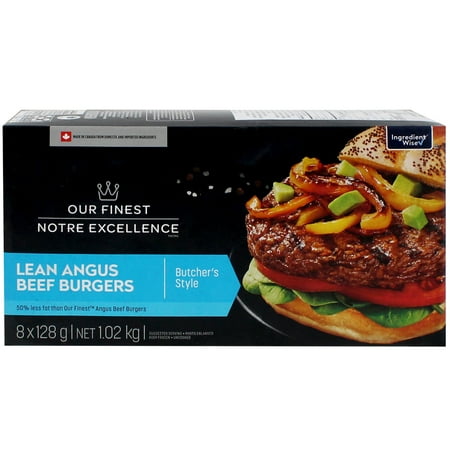 Our Finest Lean Angus Beef Burgers, 8 x 128 g - Walmart.ca
