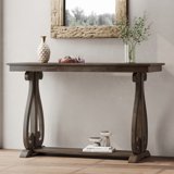 48" Console Table, Rustic Vintage Side Table with Open Shelf, Curved ...