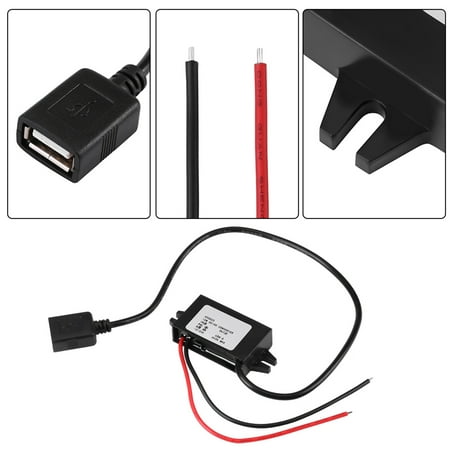 DC-DC Step Down Adapter 12V/24V To USB 5V 3A Converter Regulator Cable ...