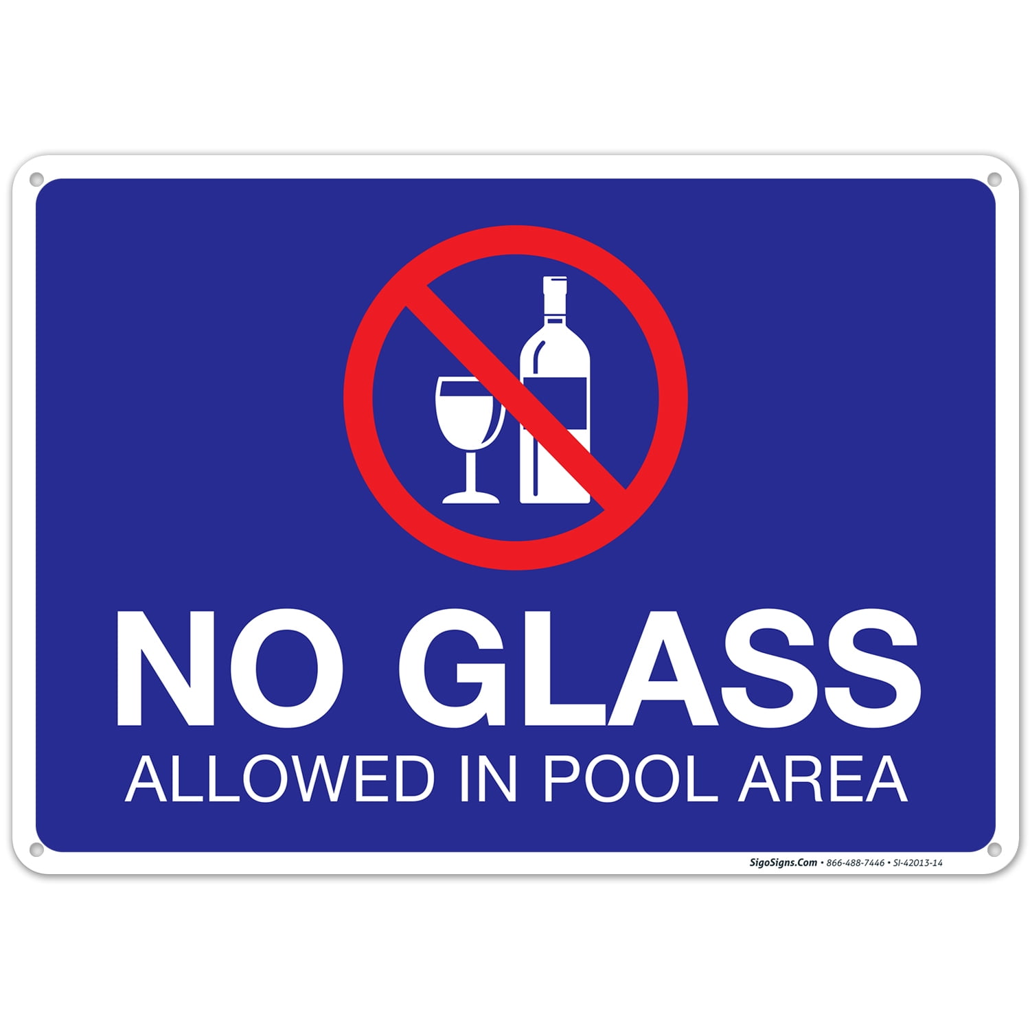 Pool Sign, No Glass Allowed in Pool Area Sign, 10x14 Aluminum - Walmart.com