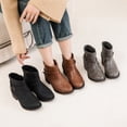 Ataiwee Women's Ankle Booties, Flat Low Heel Buckle Short Boots, Round ...