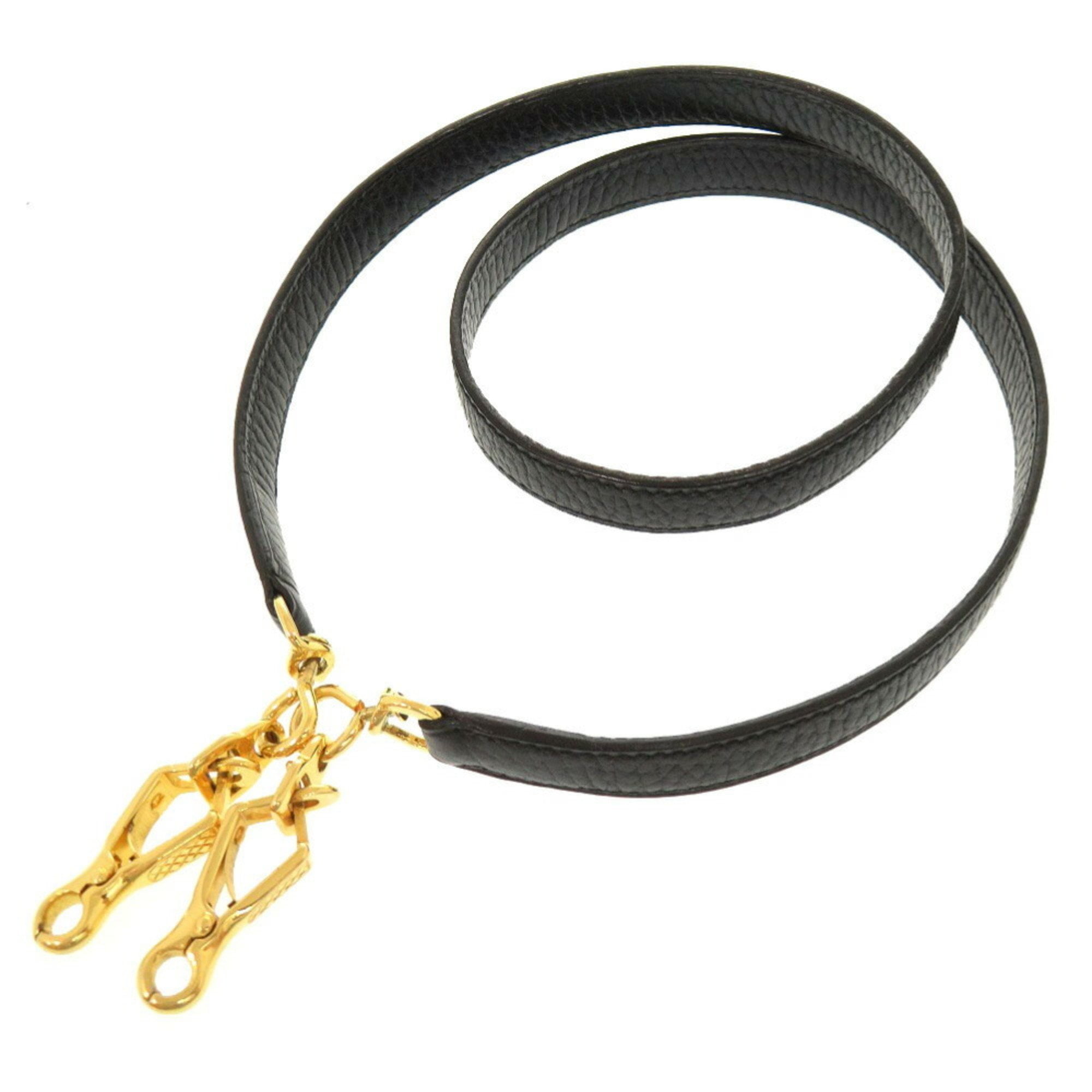 Pre-Owned Hermes Kelly Strap Taurillon Clemence Black Shoulder 1211 ...